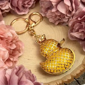 Accessories | Yellow Jeweled Duck With Crystals And Crown Keychain ...
